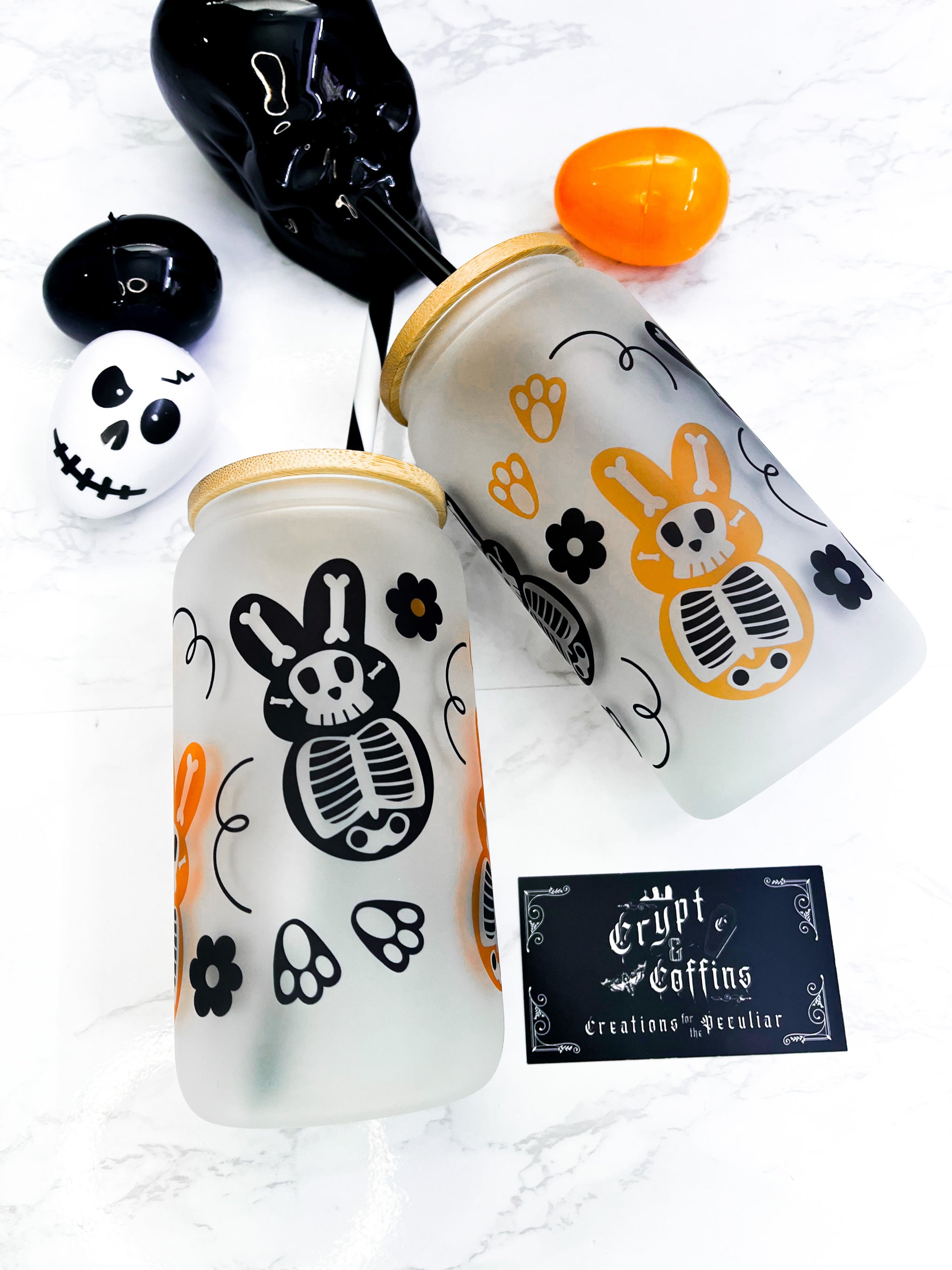 Hallow-Creeps | 16 oz. Hot + Cold Glass Cup – Crypt and Coffins